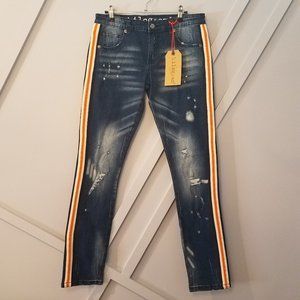 Kilogram | Jeans | Kilogram Bbo M Blue Denim Orangewhite Stripe | Poshmark